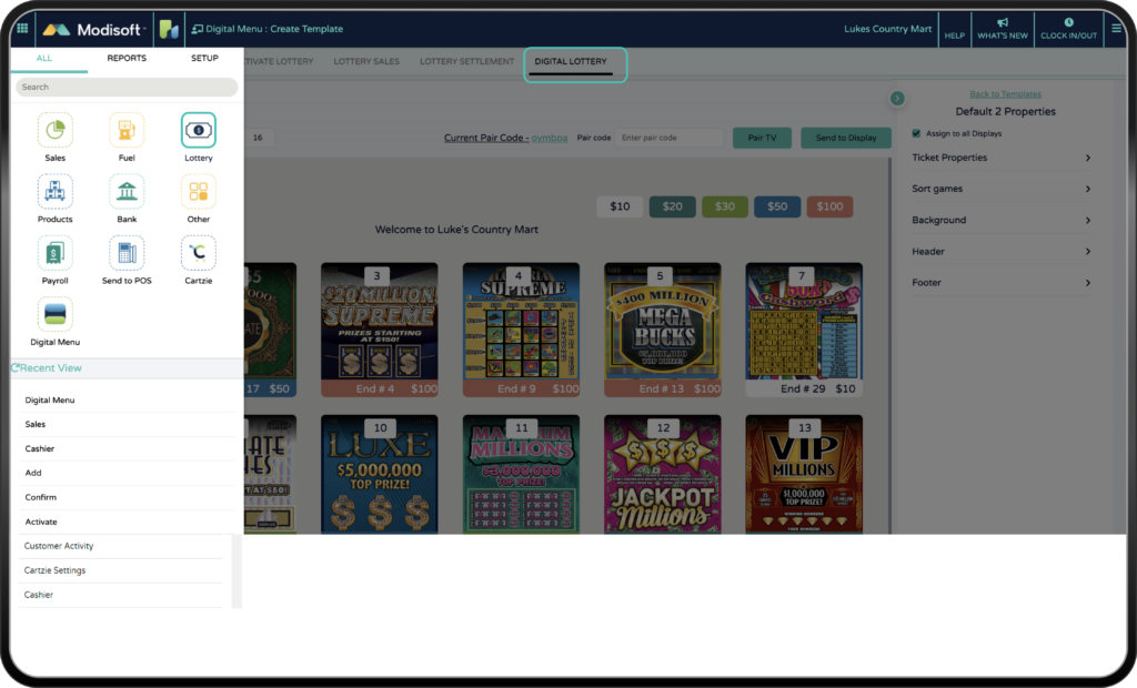 Lottery Display - Modisoft