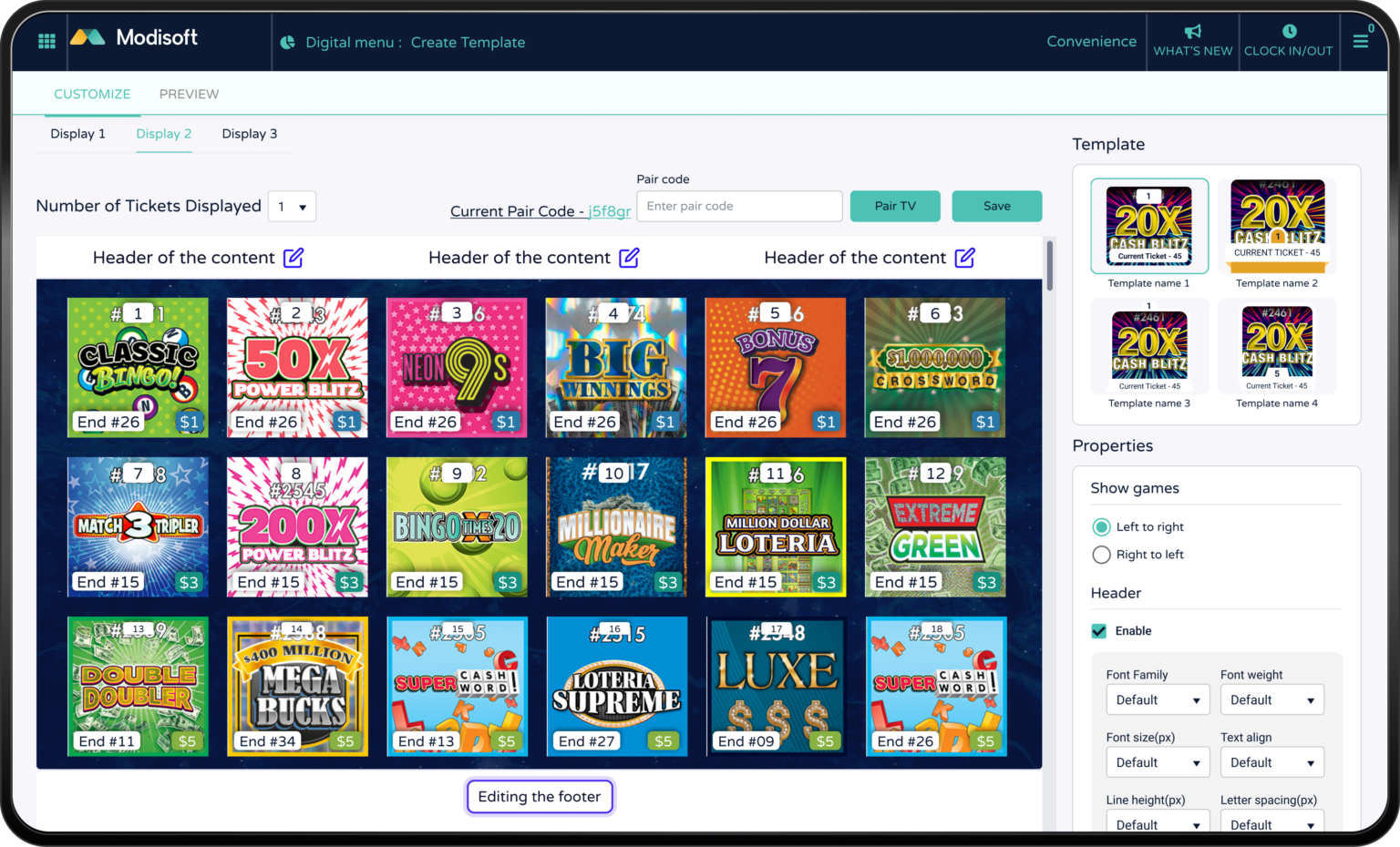 Lottery Display - Modisoft